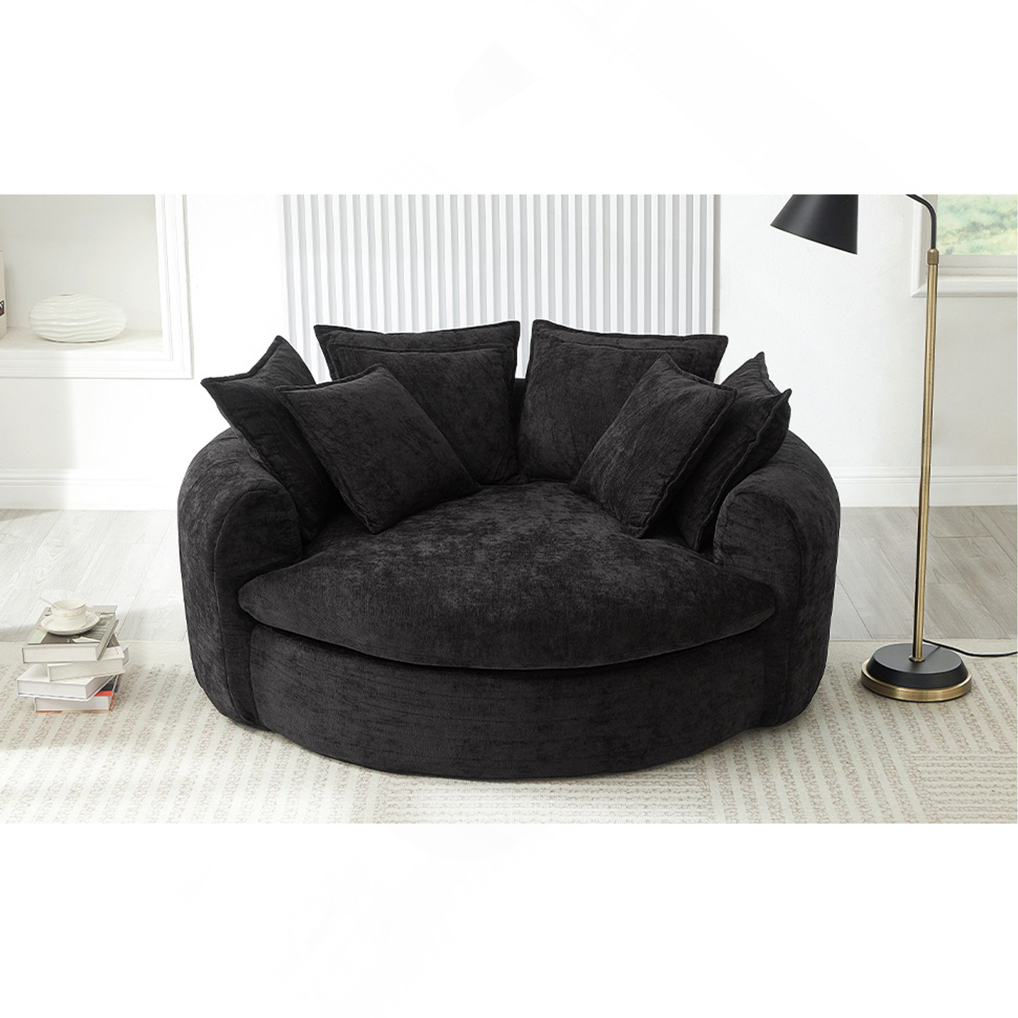 Dakota Fields Full-Compressed Round Chaise Sofa 59.8" Loaf Sofa ...
