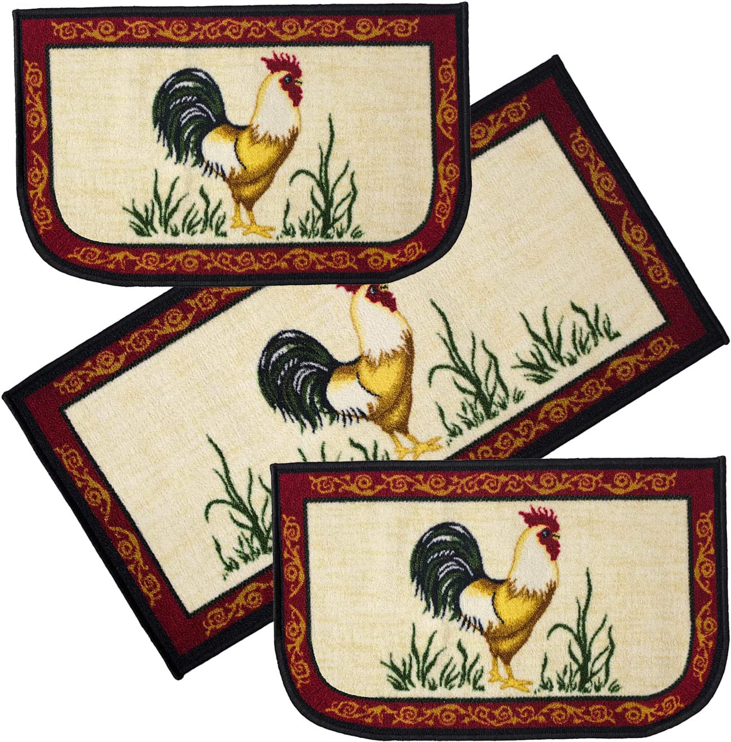 Rosalind Wheeler Amrooti Dot Rooster 3 Piece Kitchen Mat Set & Reviews ...