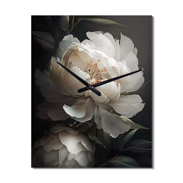 East Urban Home Inske - Floral Peony Modern Wall Clock | Wayfair