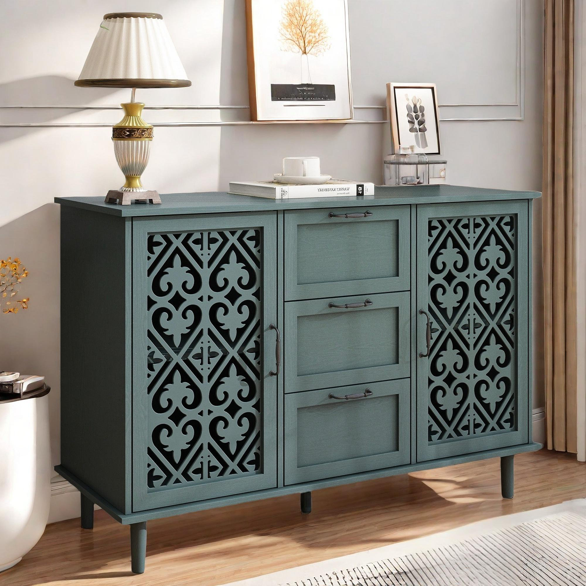 mosaicmotifco Sideboard Vintage Sideboard With 3 Drawers, 2 Doors ...
