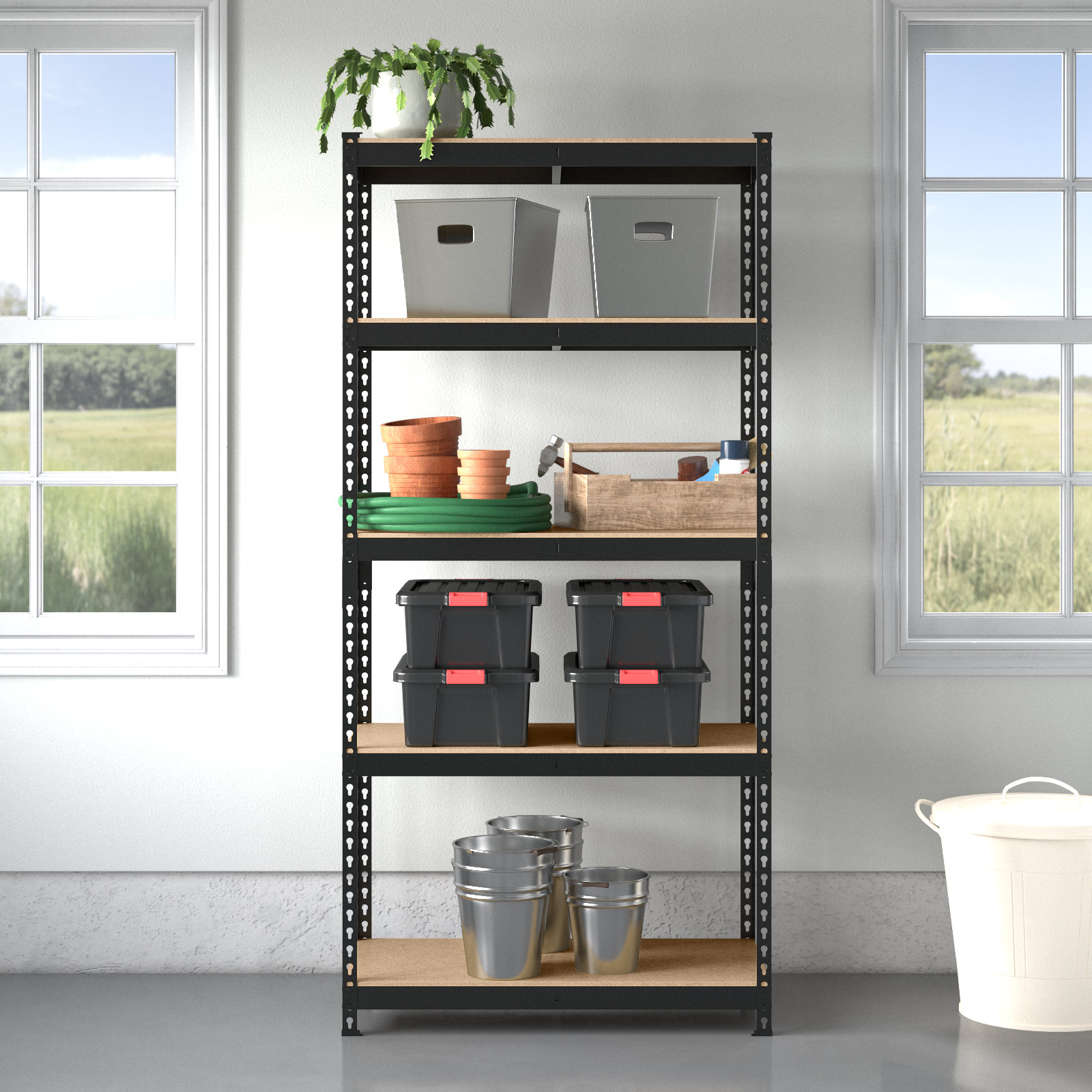 The Twillery Co.® Lundys 5 Tiers Adjustable Metal Storage Shelving ...