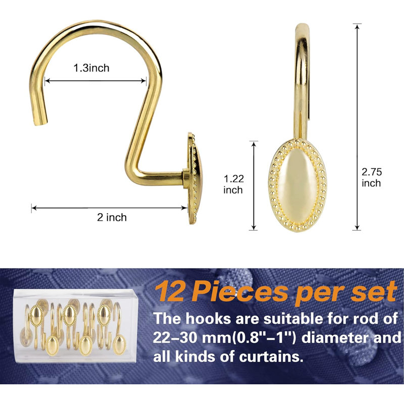 MCKINNON HOME FURNISHINGS, INC. Gold Shower Curtain Hooks Rings ...