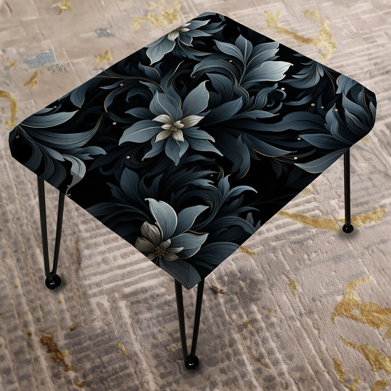 Design Art Shadowed Serenade Moody Patterns - Floral Rectangle Ottoman ...