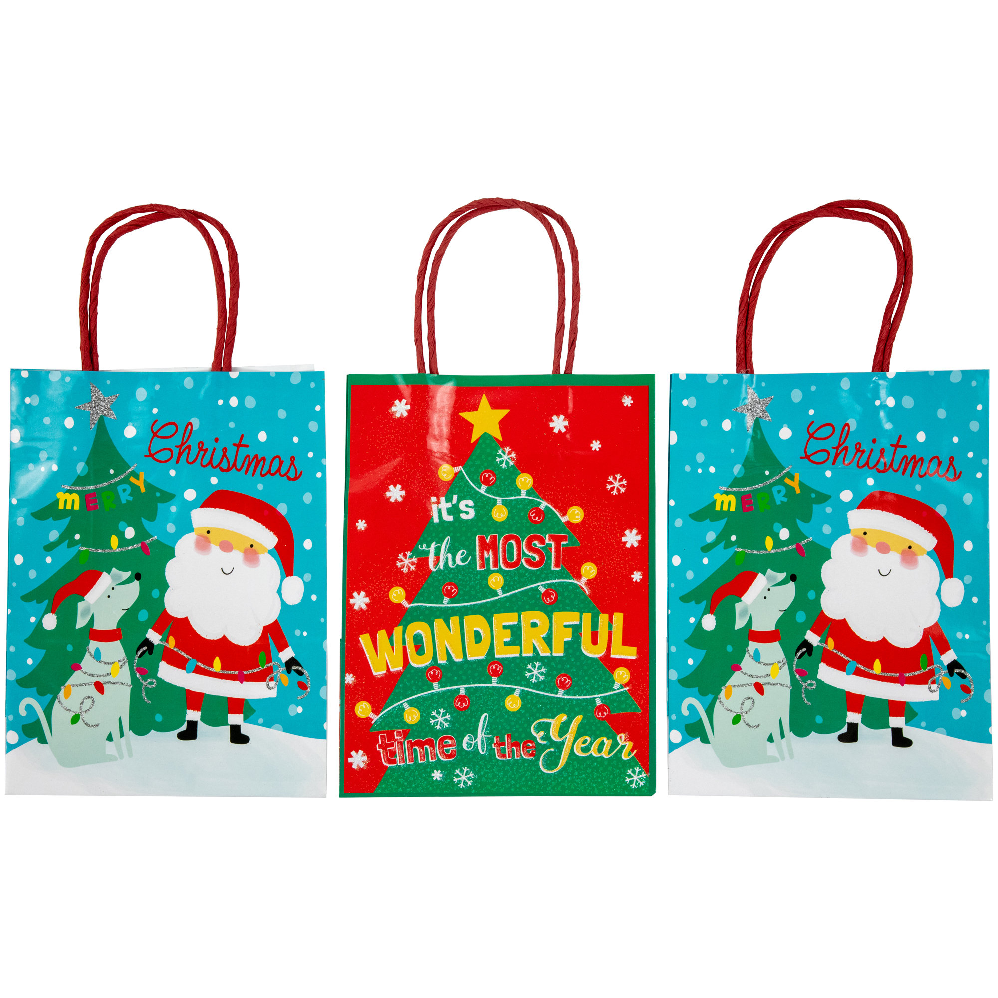 Northlight Seasonal 20-Count Assorted Paper Christmas Themed Gift Bags ...