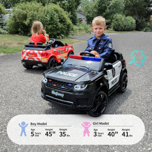 Outfunny Electric Police Car for Kids, 12 Volt Kids Ride on Toy Car ...