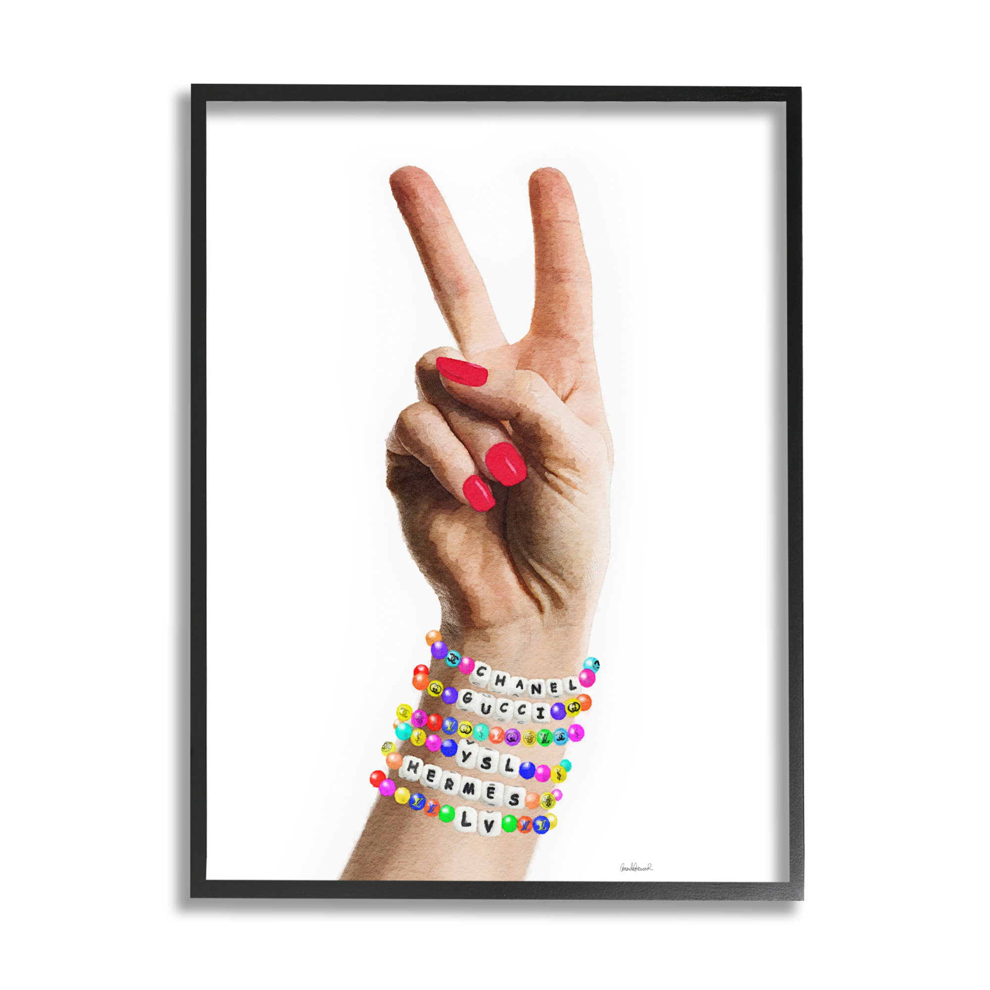 Stupell Industries Az-552-Framed Glam Bracelets Peace Sign by Amanda ...