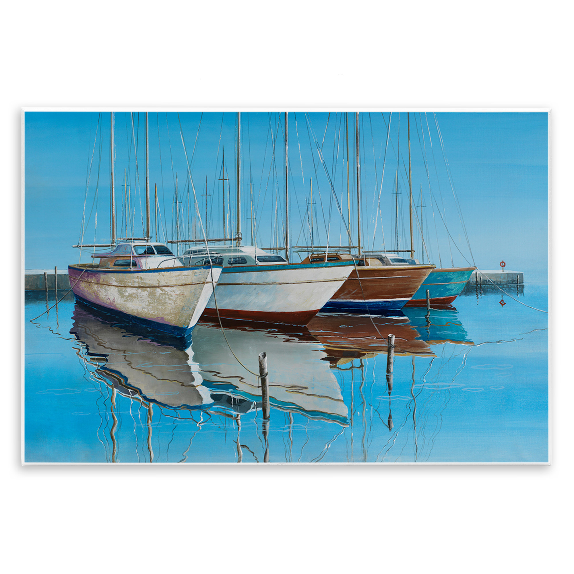 Breakwater Bay Four Docked Boats Reflection Wall Plaque Art by Max Maxx ...