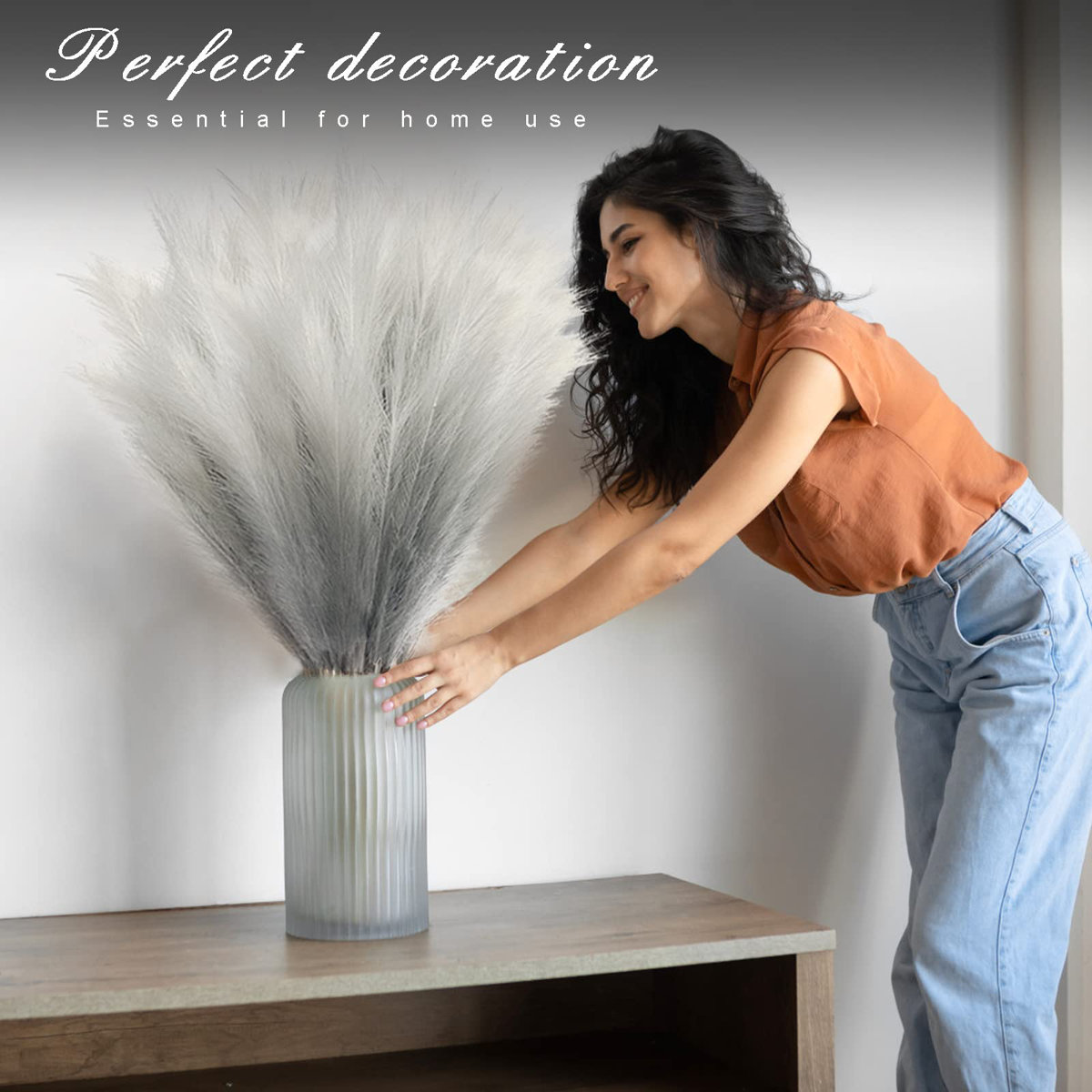 Dakota Fields 8Pcs 3FT Colorful Faux Pampas Grass For Boho Decor, Non ...