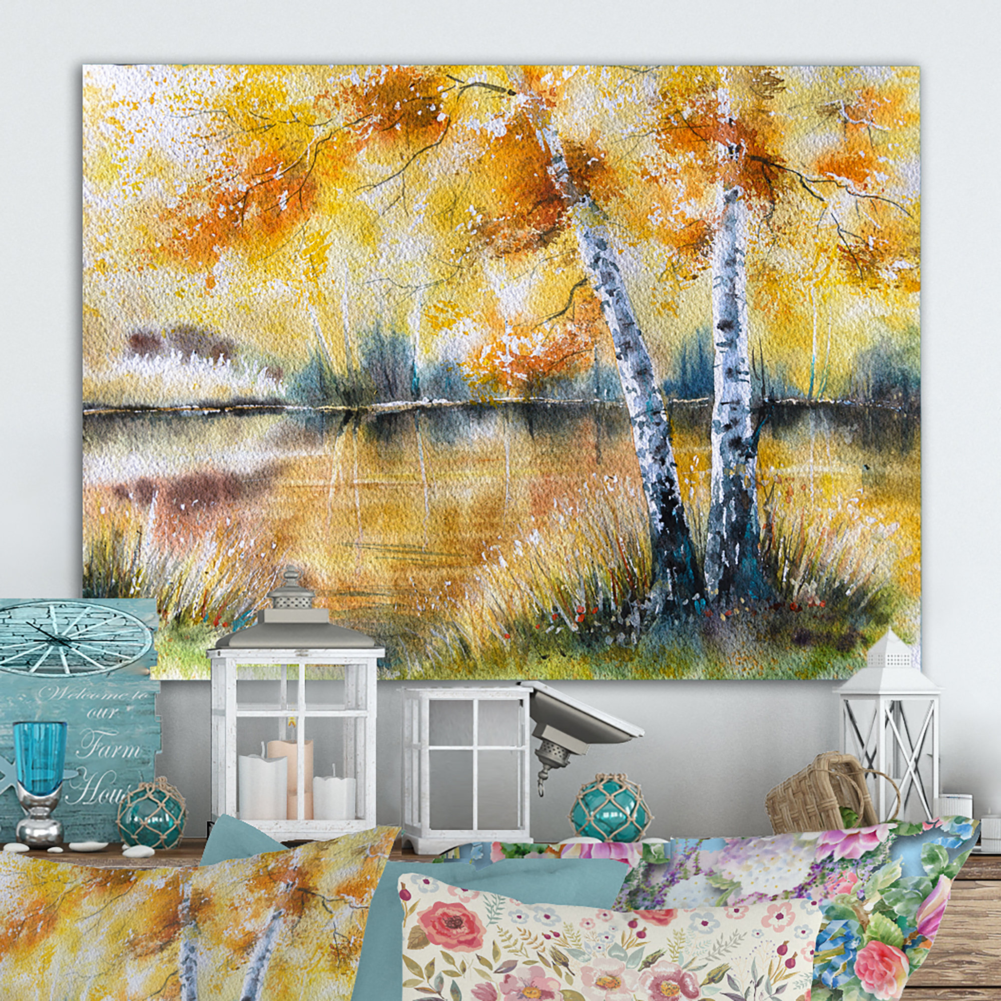 Winston Porter Autumn Landscape Birch Trees Lake - on - Wayfair Canada