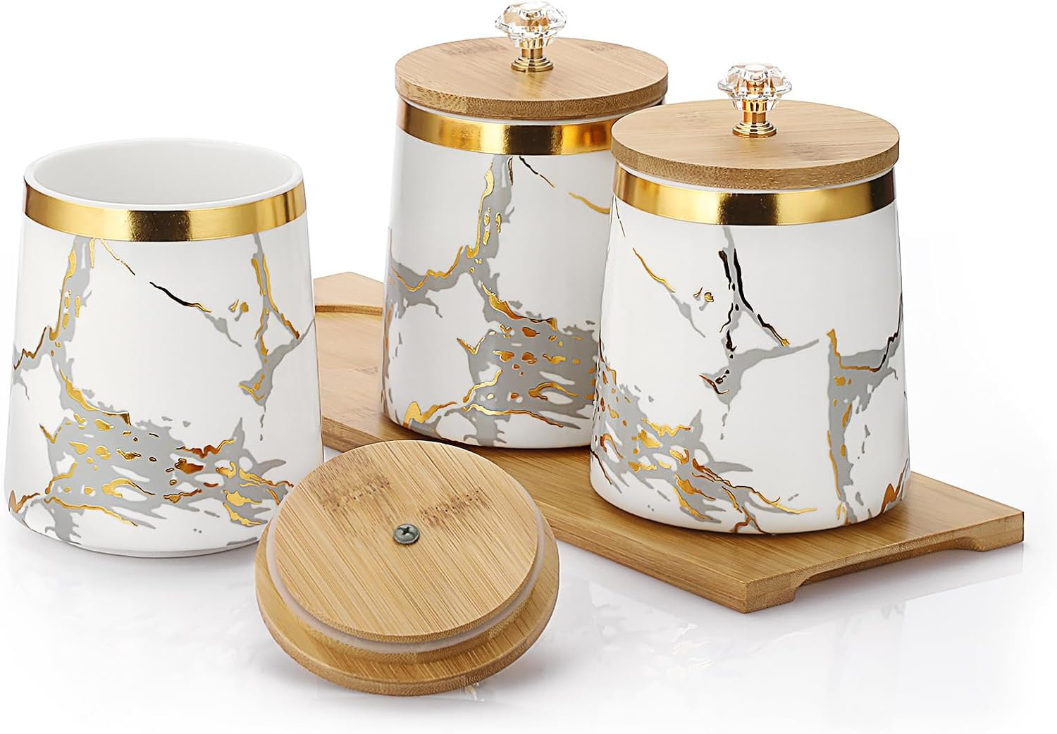 Everly Quinn Set Of 3 Canisters Set For Sugar Coffee Tea With Airtight ...