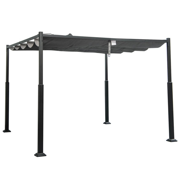 Costway 10' X 10' Outdoor Pergola With Retractable Canopy Heavy-duty ...