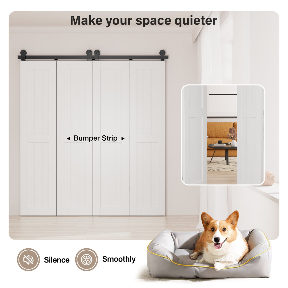 Lazio Bi-Folding Sliding Barn Door Hardware Kit for 4 Doors, Carbon ...