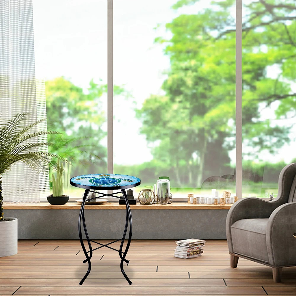 Bay Isle Home™ 21 Inch Table Round Outdoor End Tables For Patio Mosaic ...