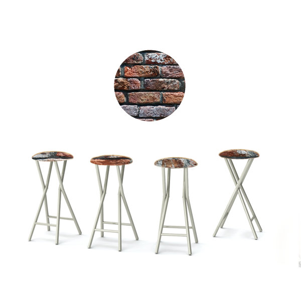 Best of Times London Brick Metal Outdoor Stool with Cushion | Wayfair