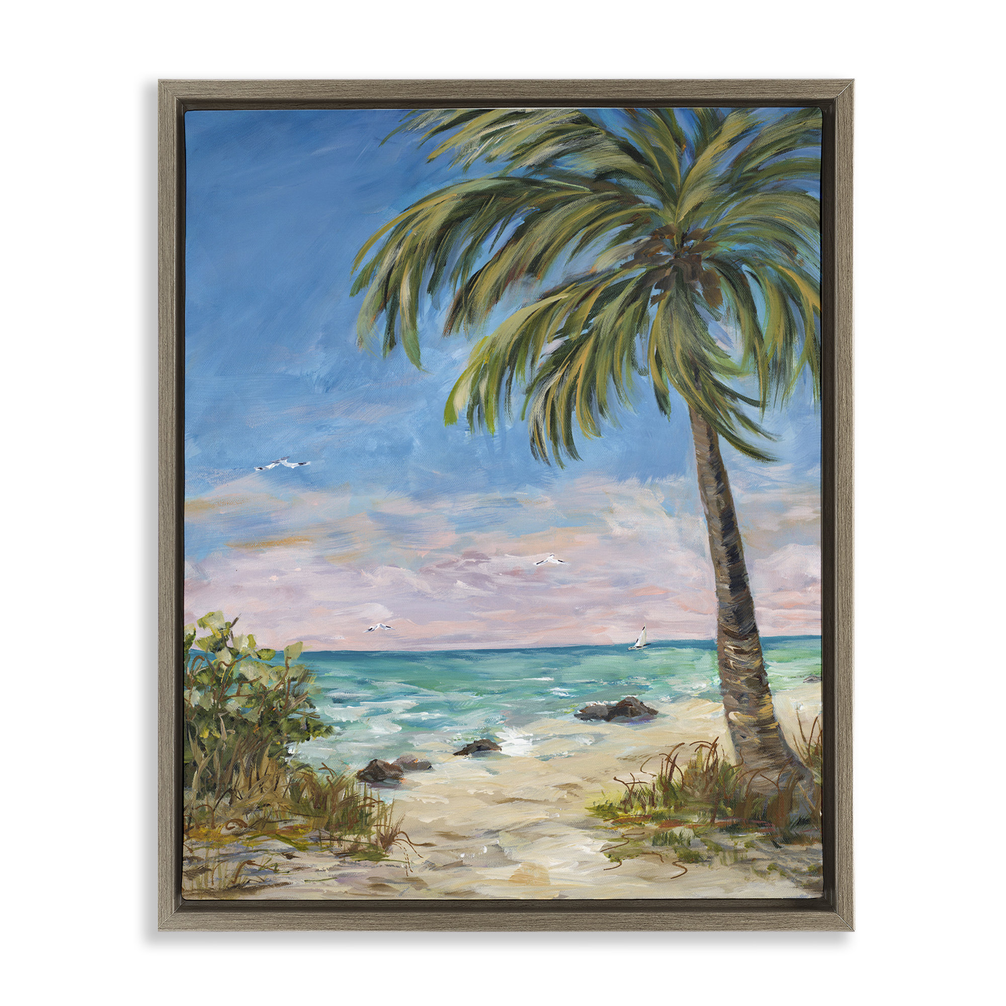 Dovecove By the Single Palm Framed Floater Canvas Wall Art by Julie ...