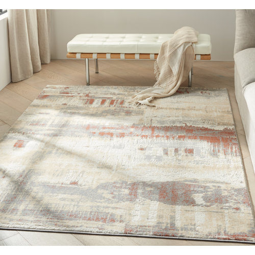 Calvin Klein Abstract Beige/Rust Area Rug & Reviews | Wayfair