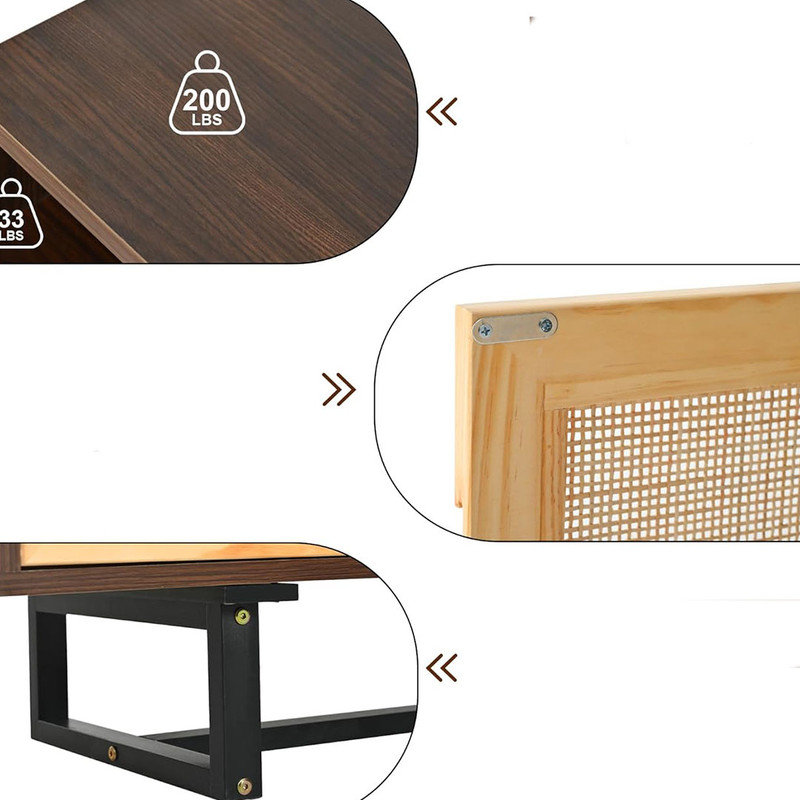 Bay Isle Home™ Retro Rattan Console Table 3-door Storage Sideboard, TV ...