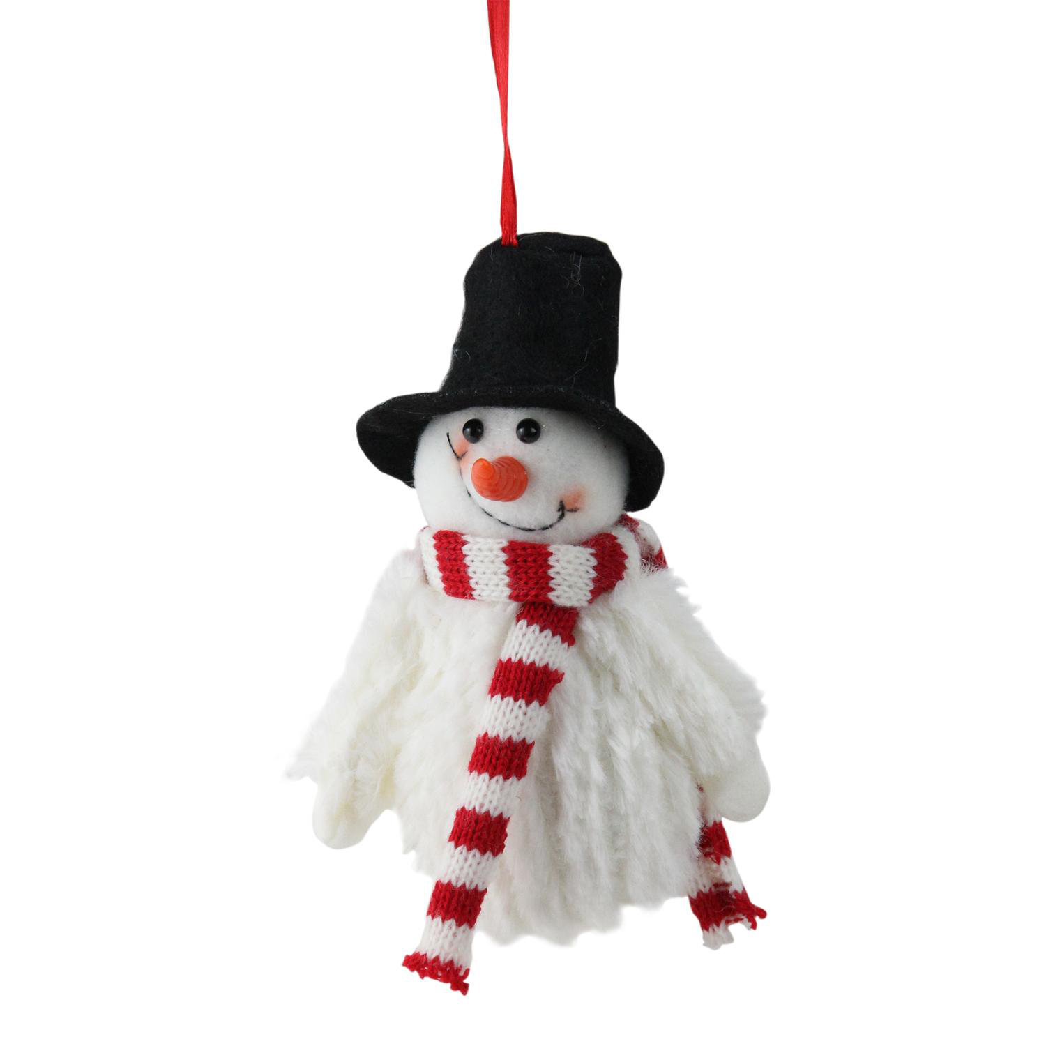Northlight Seasonal 5" Smiling Fuzzy Snowman with Top Hat and Striped ...