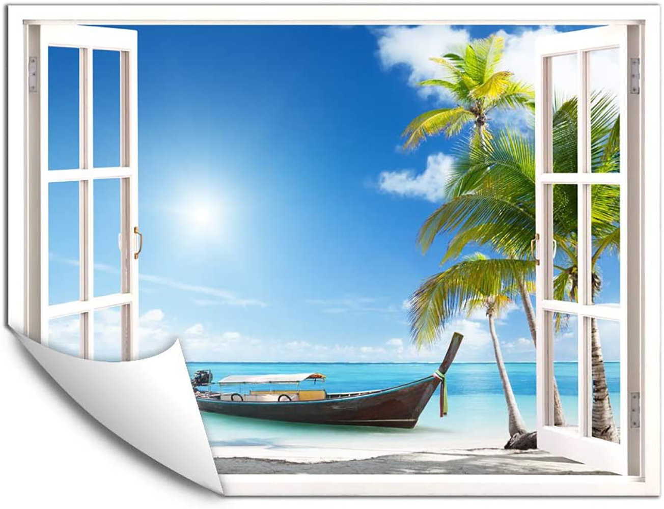 IDEA4WALL A Boat On The Beach Wall Mural | Wayfair