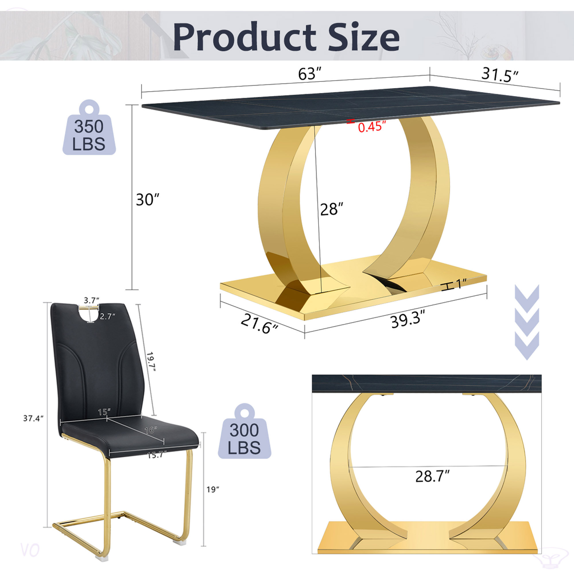 Mercer41 Table And Chair Set.63X31.5-Inch Sintered Stone Dining Table ...