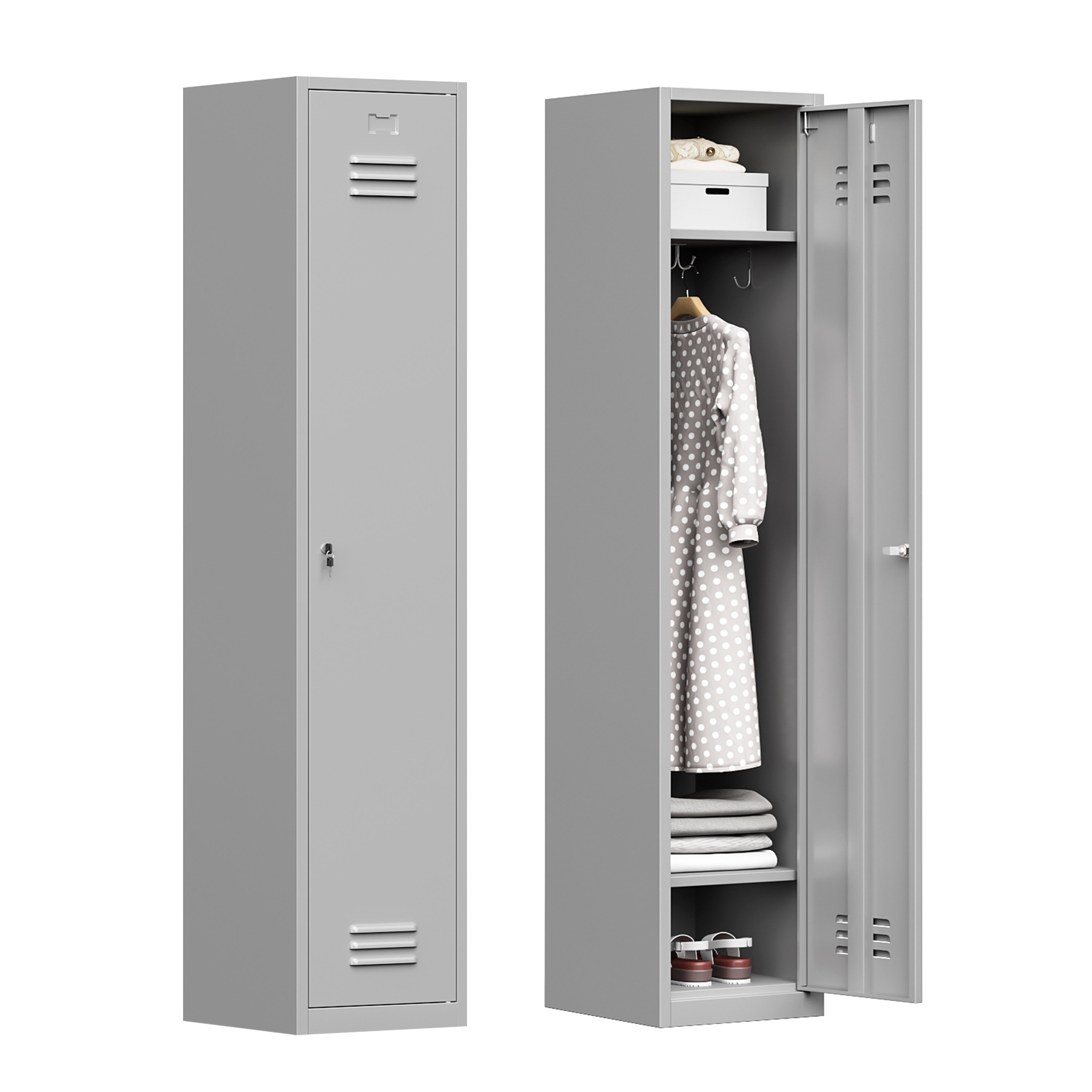 Inbox Zero 71" Metal Locker, Metal Lockers For Employees, Locker ...