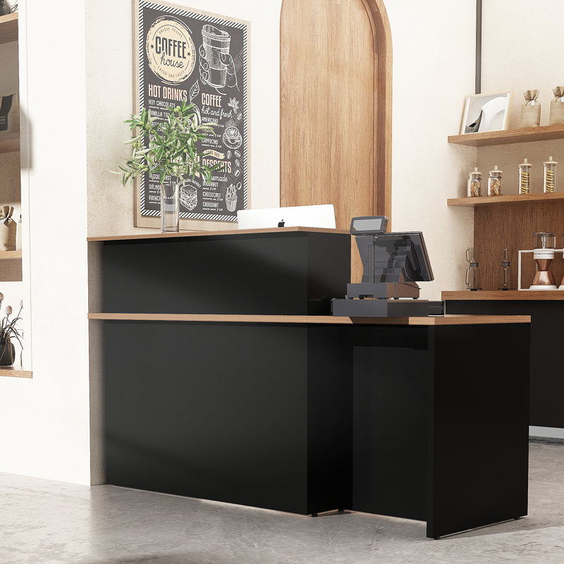 Inbox Zero Nahjay Rectangle Wood Reception Desk With Multi-Layers ...