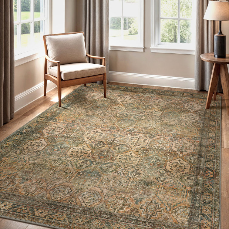 Bungalow Rose Area Rug for Living Room Machine Washable Rugs with Non ...