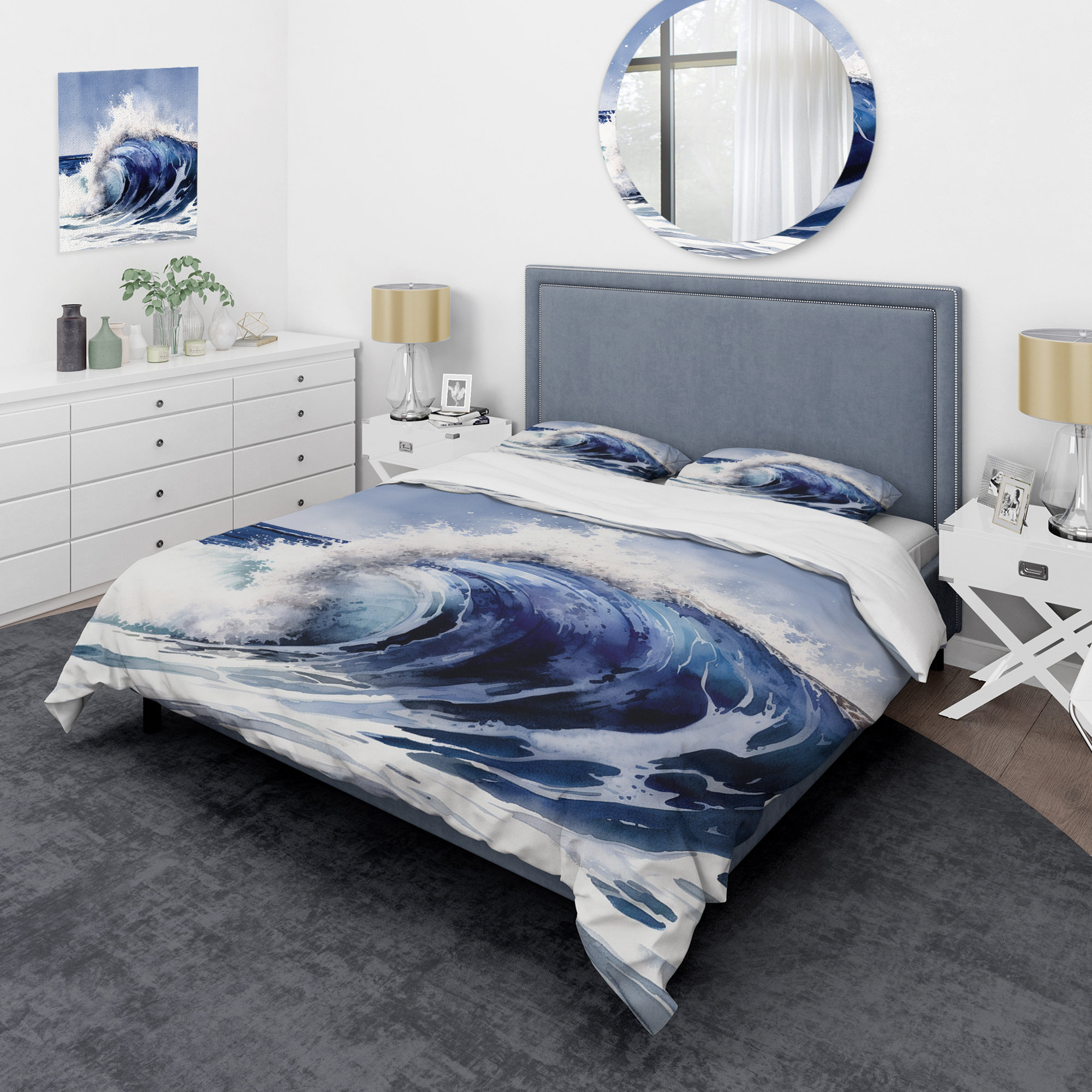 Design Art Ocean Wave Movement V - Modern Beach Duvet Cover Set | Wayfair