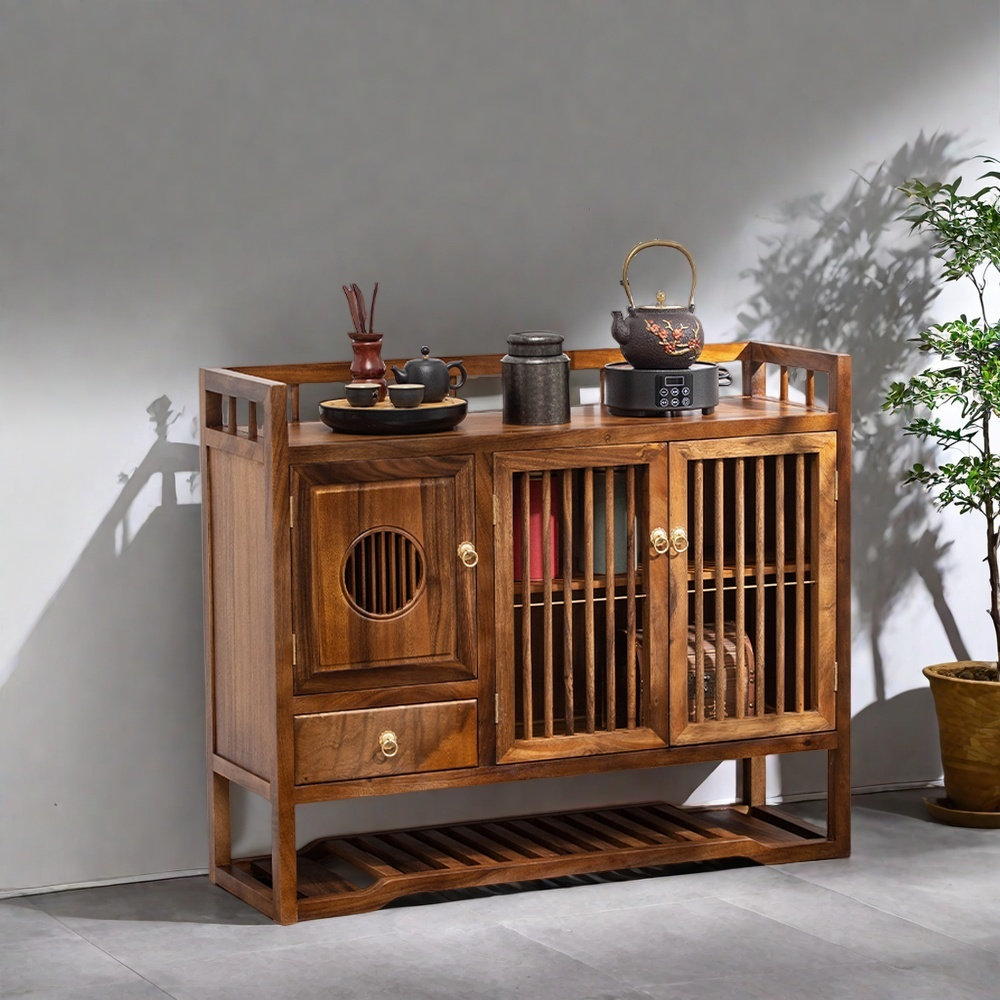 Wu's StylishVault Solid Walnut Wood Console Cabinet | Wayfair