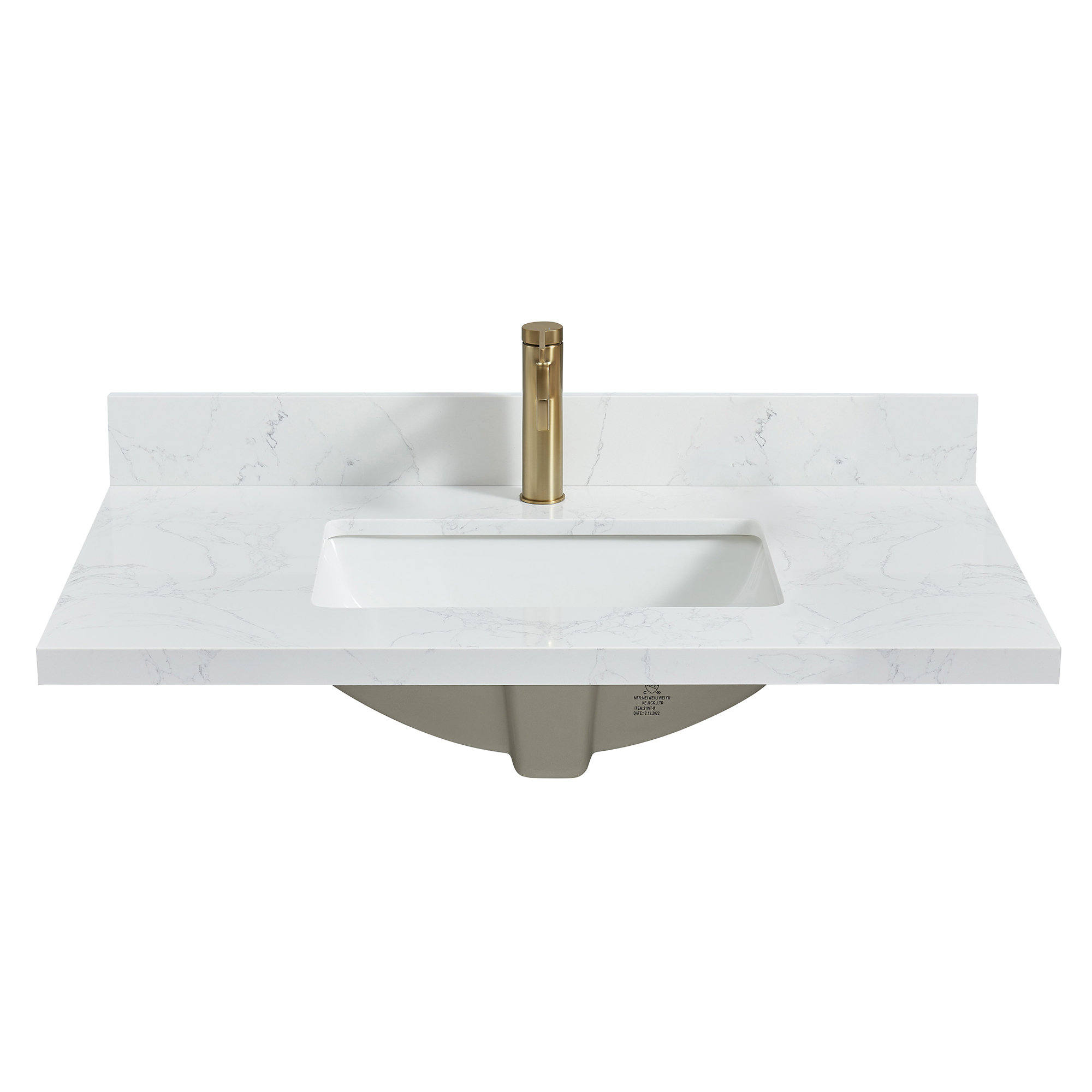 Vinnova Malaga 37'' Single Vanity Top with Sink and 1 Faucet Holes ...