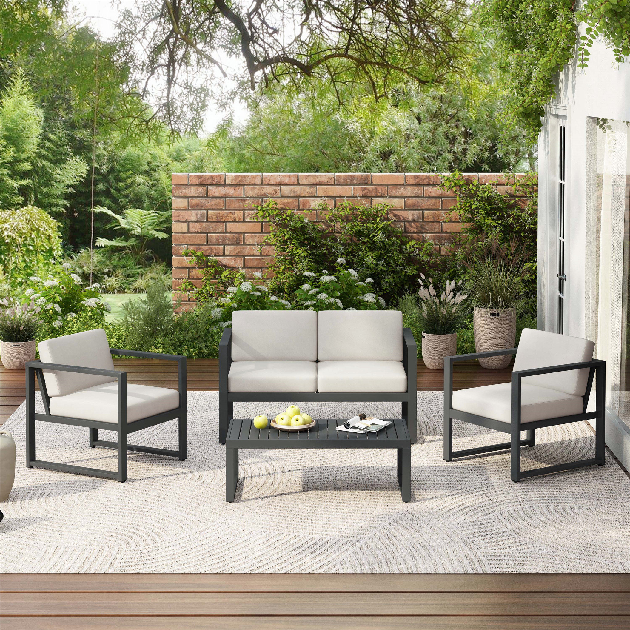 Hokku Designs Outdoor Chat Set with Sturdy Frame and Comfortable ...