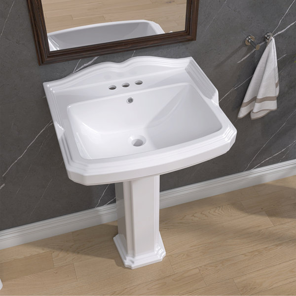 ZEAFIVE Pedestal Bathroom Sinks 23" W Rectangular Pedestal Bathroom ...