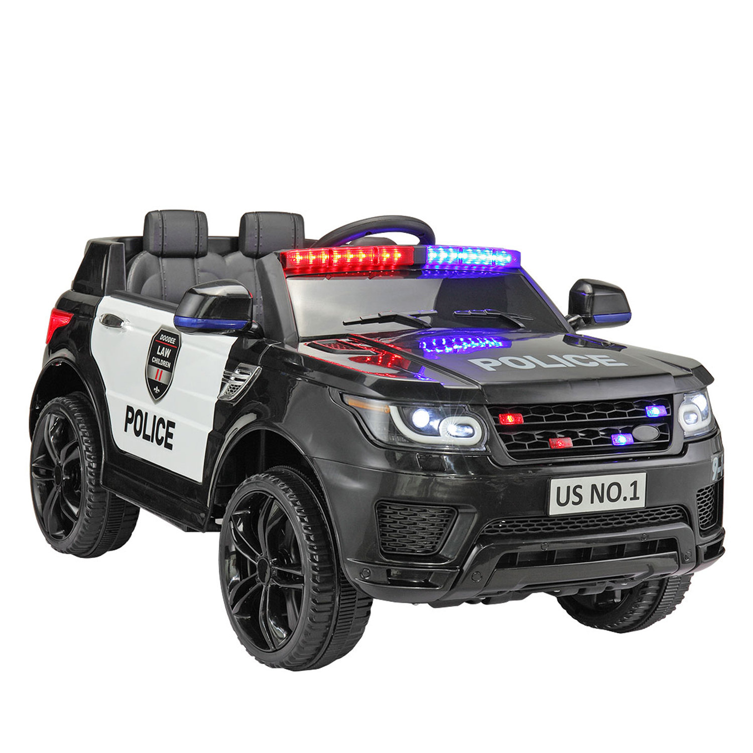 Allied Plush Inc 12V Kids Ride on Car, Electric Police Cars with Remote ...