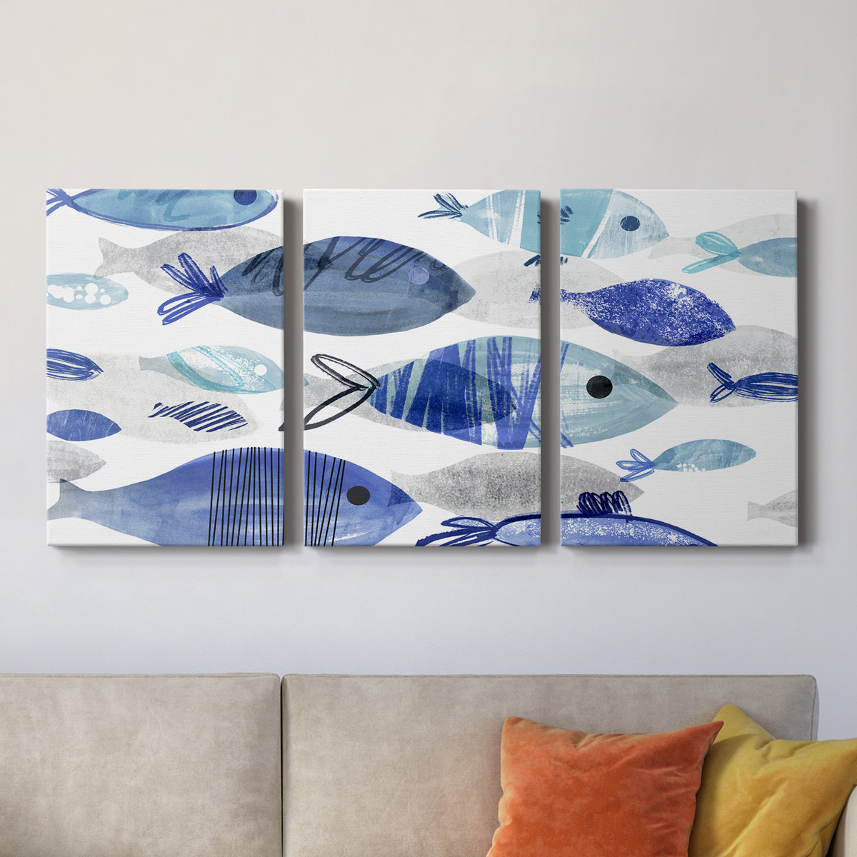 Beachcrest Home Fish Parade I- Premium Gallery Wrapped Canvas - Ready ...
