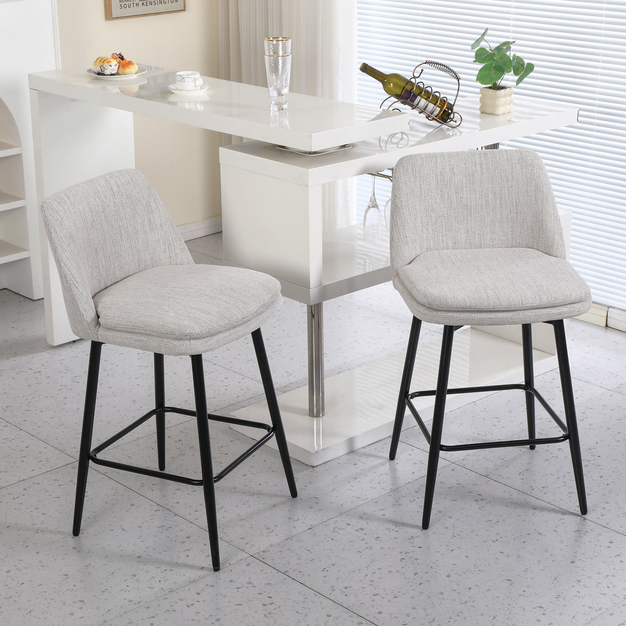 Corrigan Studio Set of 2 counter height swivel bar stools with 360 ...