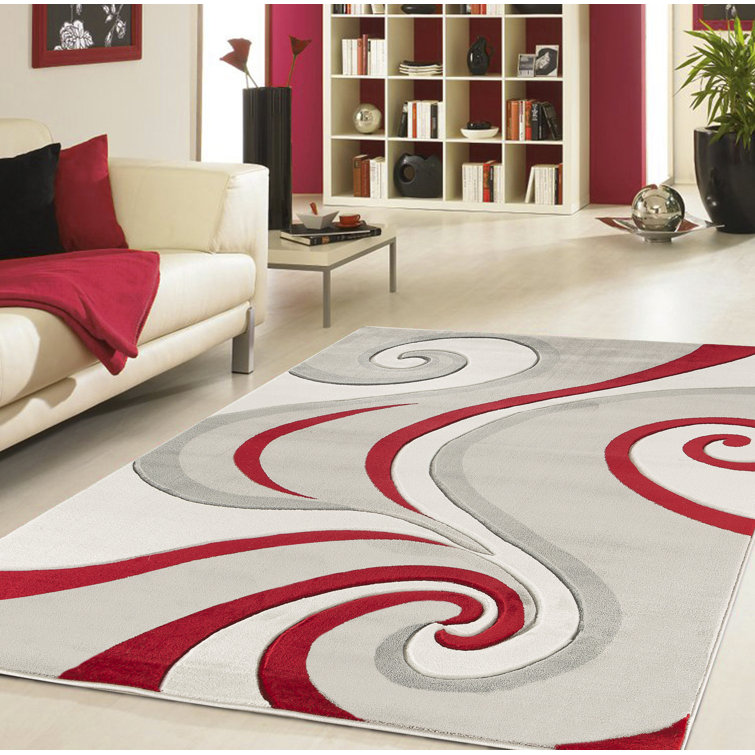 Ivy Bronx Allenside Abstract Red Area Rug & Reviews | Wayfair