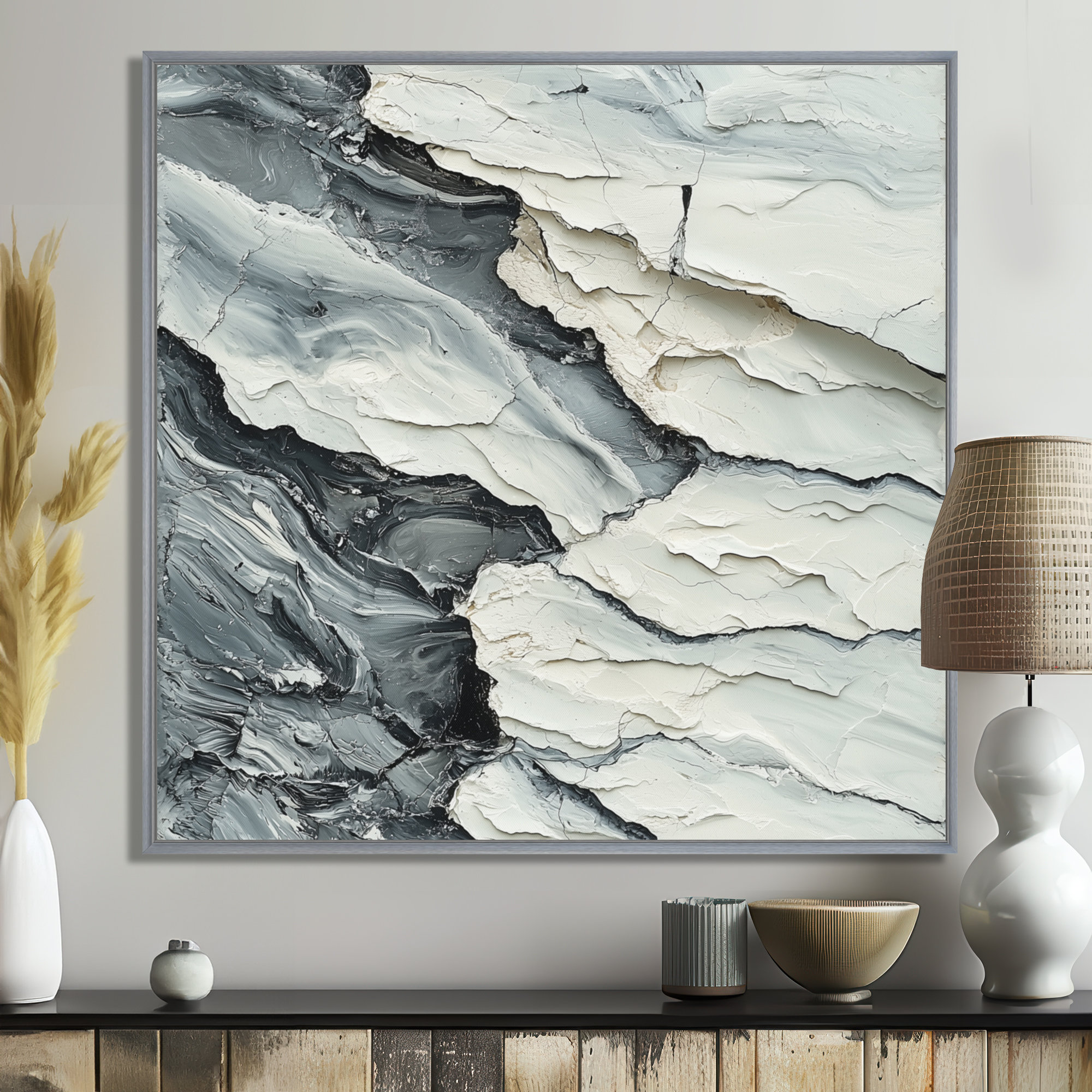 Wrought Studio™ Omon Modern Marble Drift Of Monochrome Ink III ...