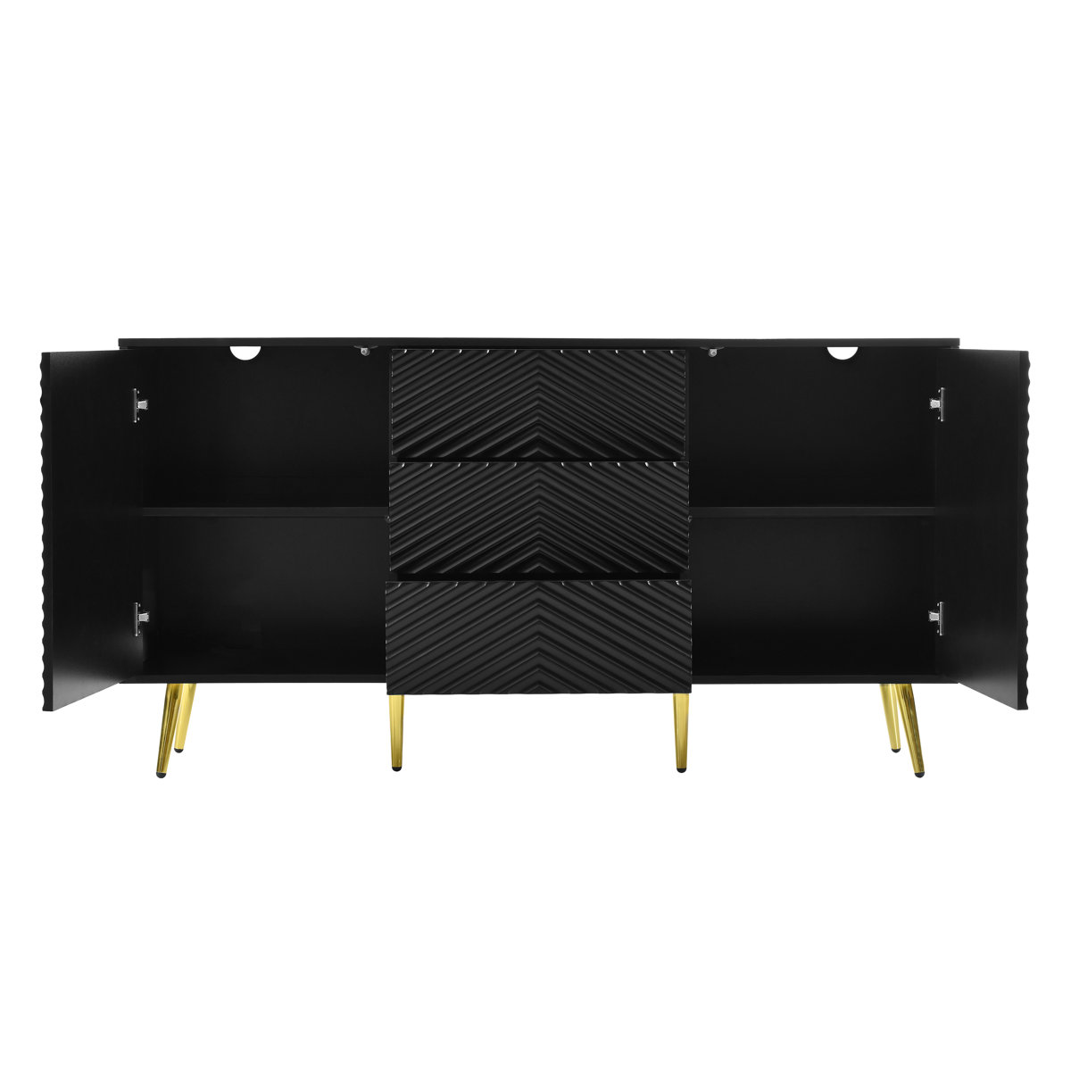 Mercer41 Modern Sideboard With Geometric Line Design, Conical Metal ...