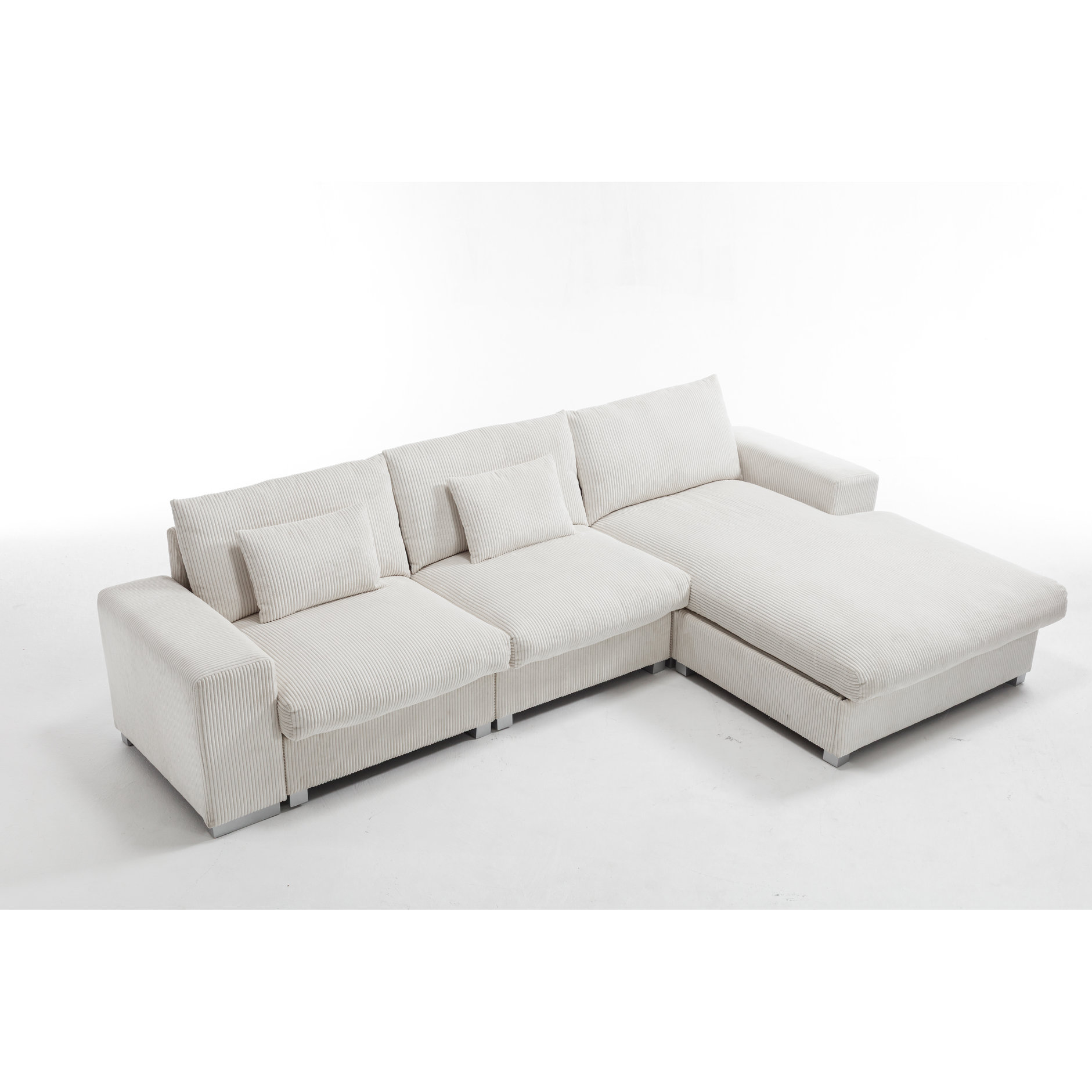 Latitude Run® Minimalist L - Shaped , 3 Seat, Flannel, Solid Wood Frame ...