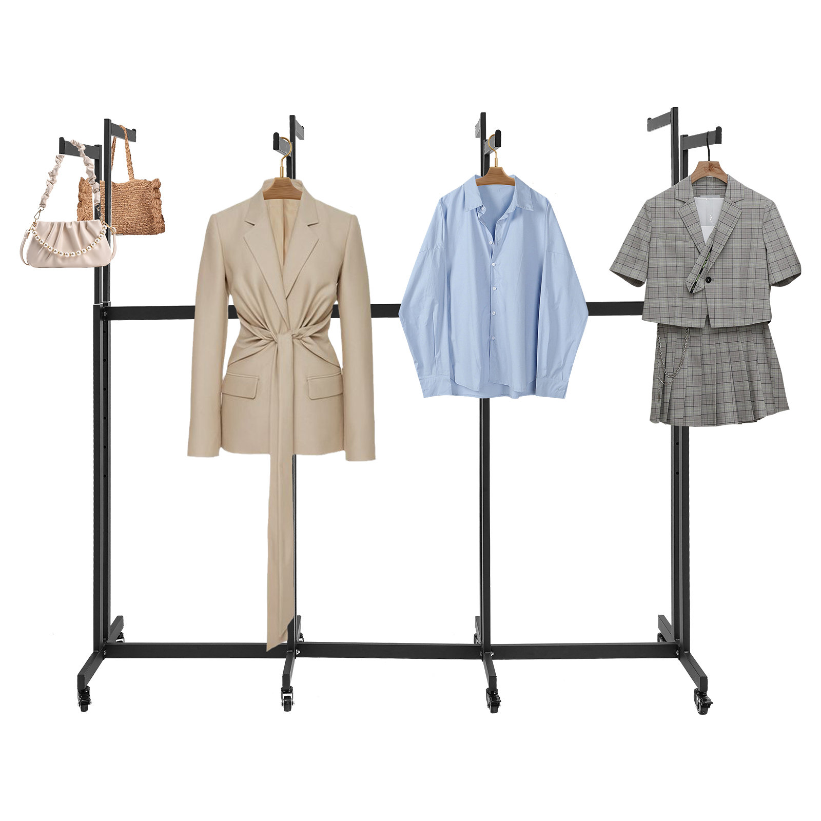 Latitude Run® Clothing Display Rack Floor Standing Metal Garment Rack ...