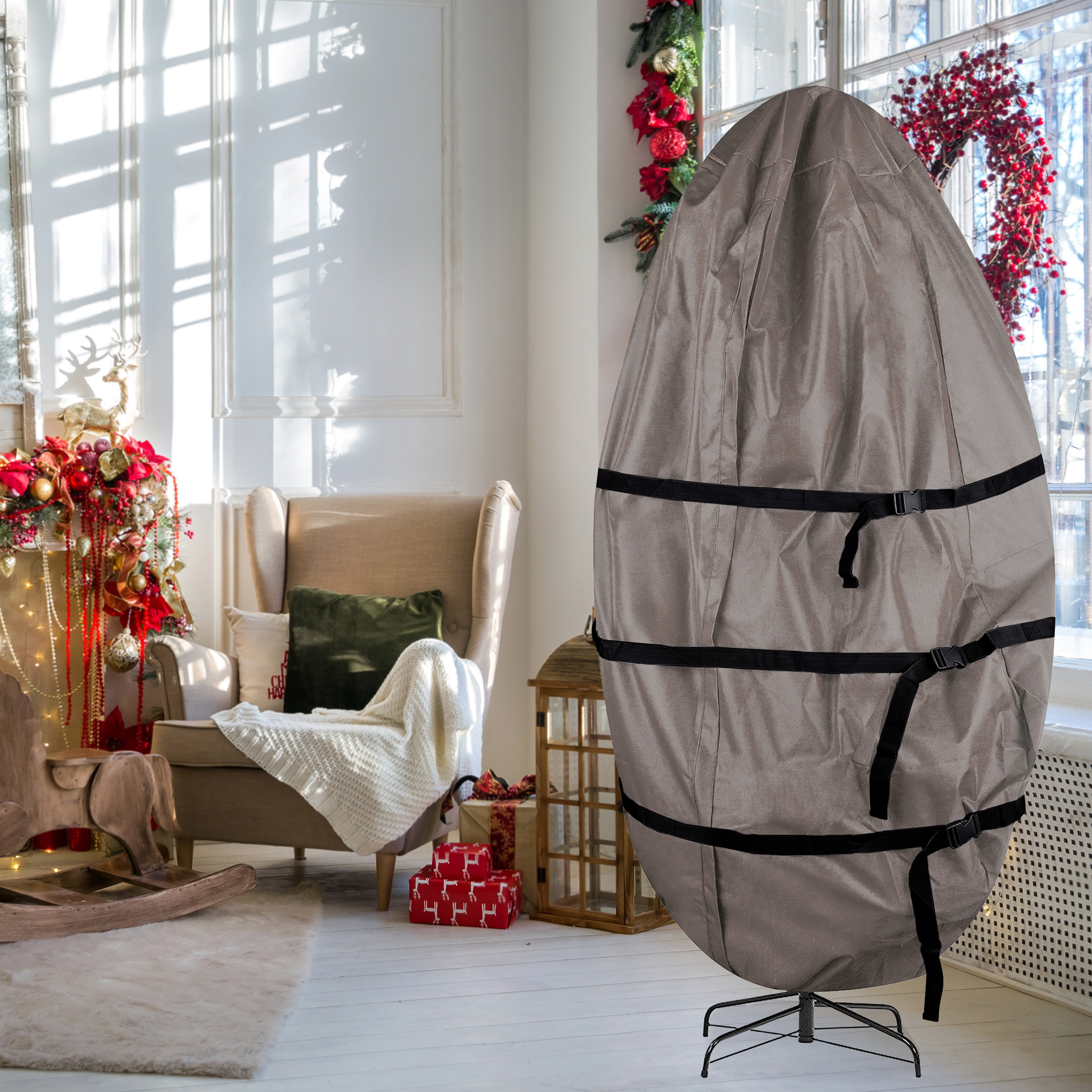 The Holiday Aisle® Christmas Tree Storage Bag - Upright Zippered Canvas ...