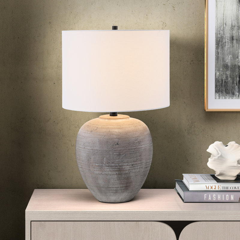 Wrought Studio Meinou 23" Tall Ceramic Table Lamp with Fabric Shade in ...