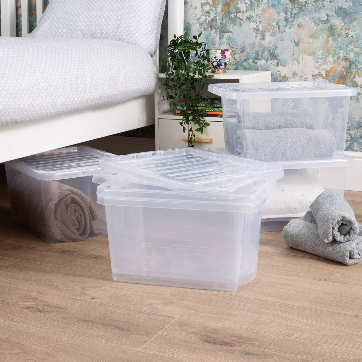 Wham Crystal 28L Plastic Storage Boxes Pack of 5 Clear & Reviews ...