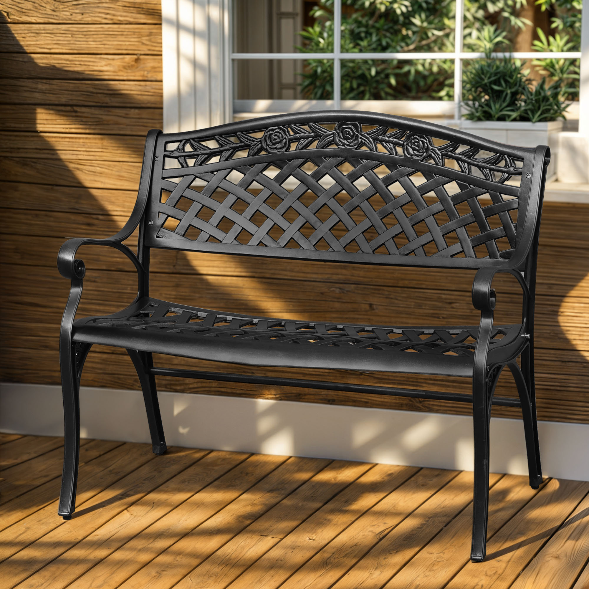 Charlton Home Victorian Rose Garden Cast Aluminum Bench - Wayfair Canada
