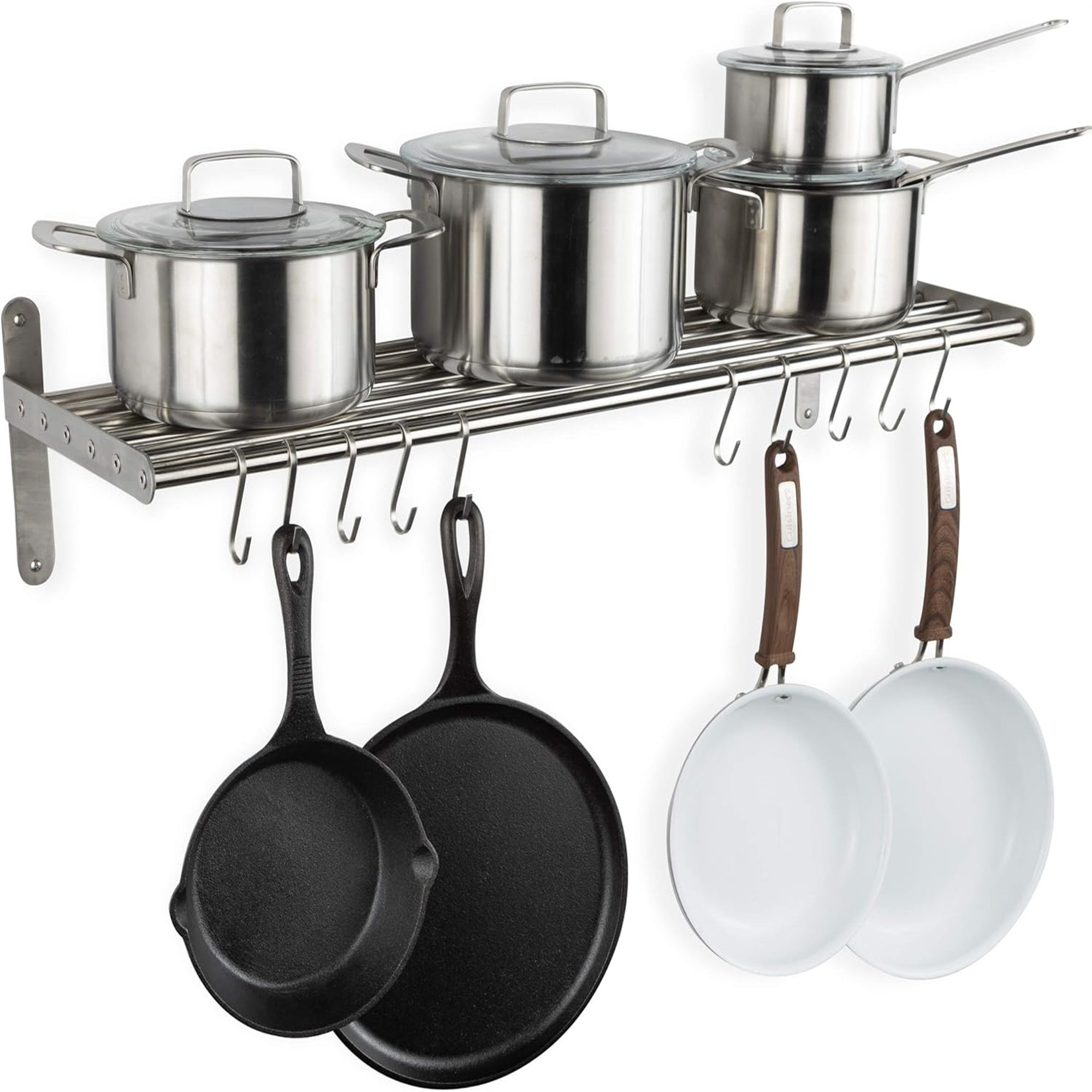 Rebrilliant Stainless steel wall mounted kitchen rack with 10 S hooks ...