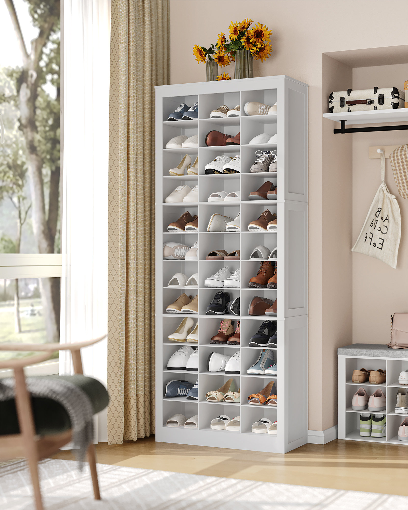 Ivy Bronx Shoe Storage Cabinet, 36 Pairs Free Standing Closet Organizer ...