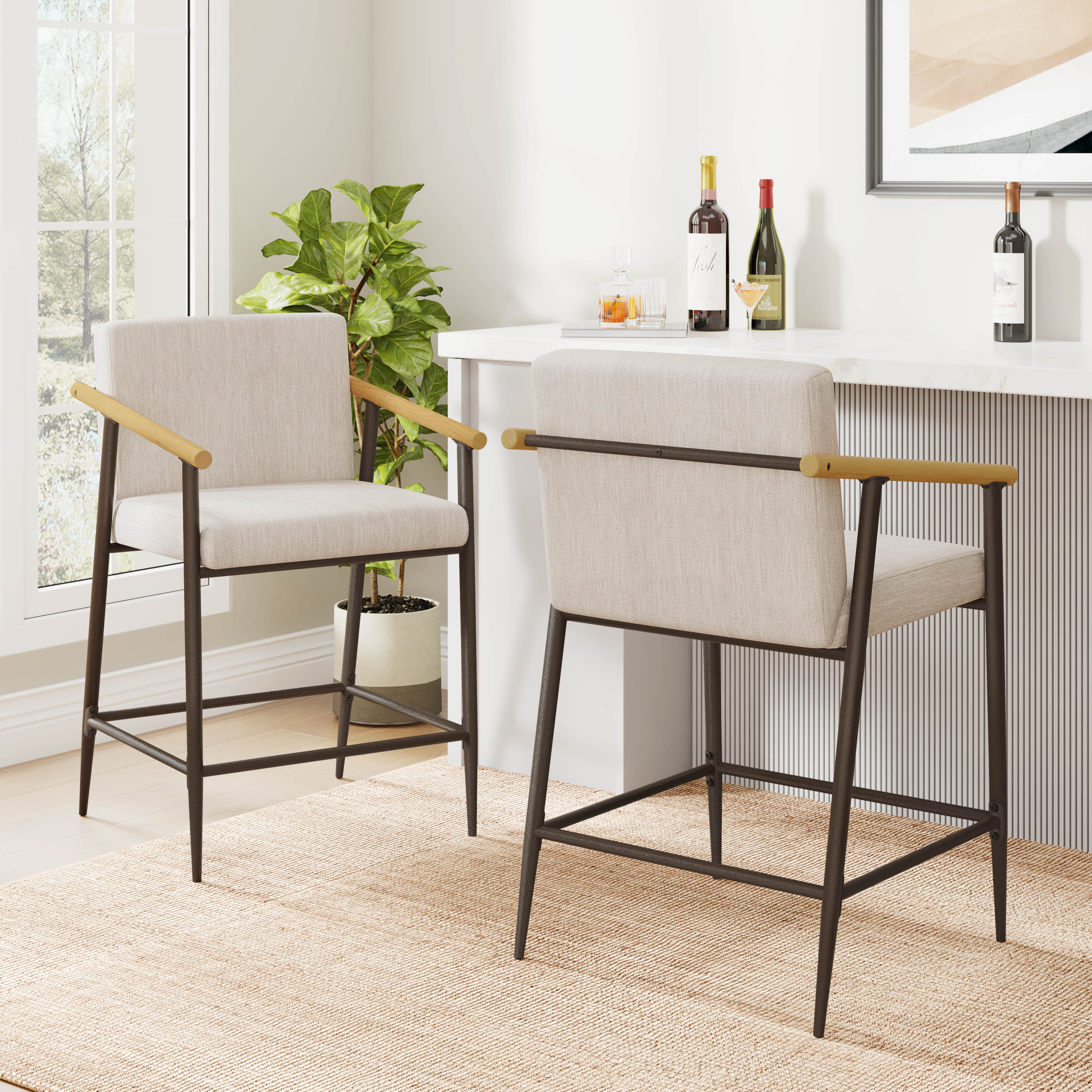 George Oliver Henrik 26" Seat Height Mid-Century Modern Counter Stools ...