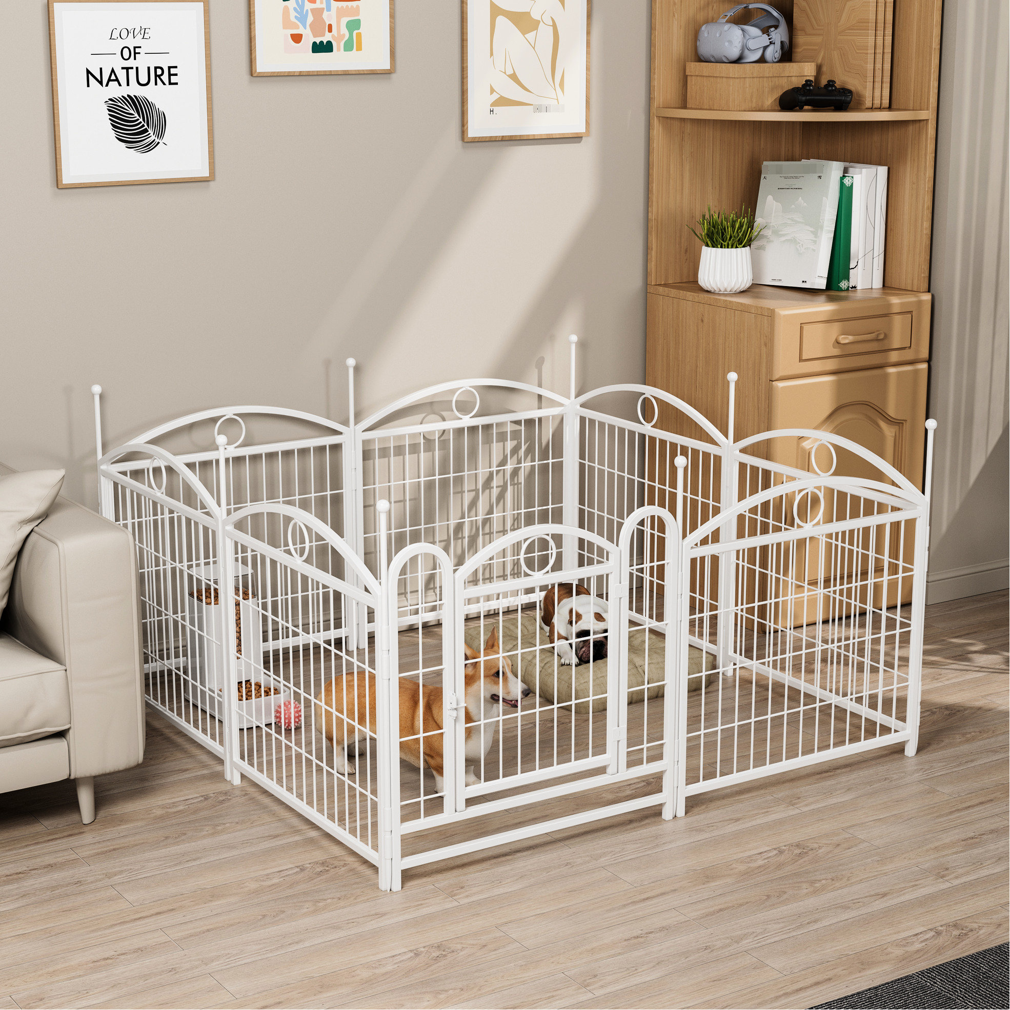 Latitude Run® 24.2 High Dog Playpen, Iron, Outdoor Indoor Pet Fence ...