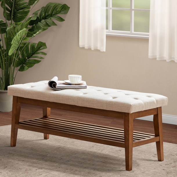 Latitude Run® Accent Bench with Storage and Upholstered Cushion ...