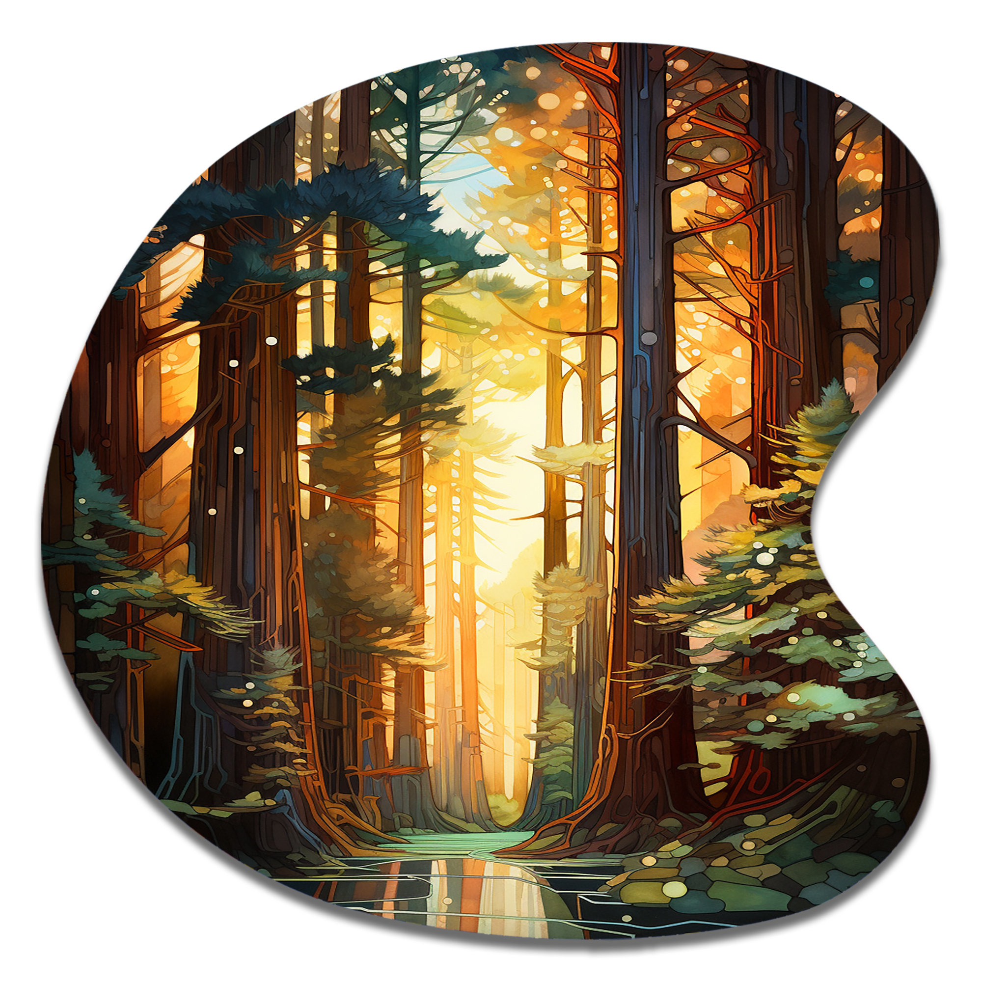 Design Art Redwood Shimmering Tree Heights I - Tree Redwood Drop Shape ...